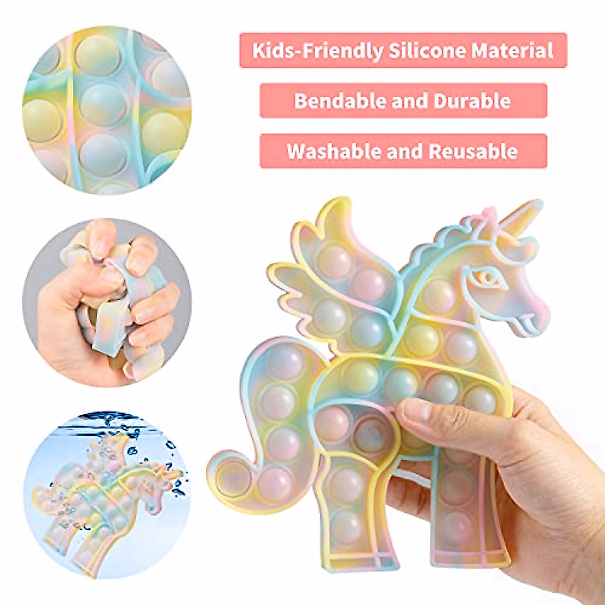 WHATOOK Glow in The Dark Fidget PoP Toy Unicorn and Llama for Girls:Fluorescent Bubble Sensory Stress Anxiety Restless Reliever Decompression Squeeze Toy for Stressed, Fidgety and Autism,ASD, Autistic