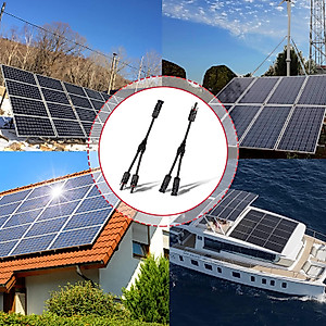 Solar Connector Y Branch Parallel Cable,Solar Panel 1 to 2 Y Cable 40A Wire Male Female 1 Pair, (MFF+FMM,30CM)