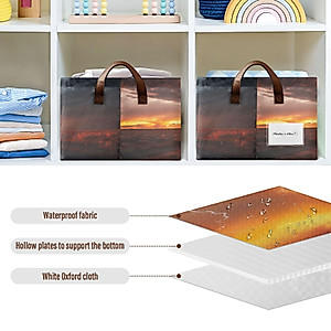 KEEPREAL Lightning Tornado Storage Baskets,Decorative Collapsible Rectangular Waterproof Fabric Storage Bin for Home#455