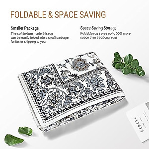 Boho Vintage Area Rug - 6x9 Large Washable Living Room Rug Ultra-Thin Non-Slip Non-Shedding Print Floor Carpet for Bedroom Home