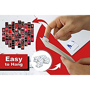 KOLL DECOR Red Aesthetic Room Decor Wall Collage Aesthetic - 50 Set 4''x6'' Prints Neon Dark Red photo Wall Collage Kit Decoration Pictures for Teen Girls Academia Bedroom Posters