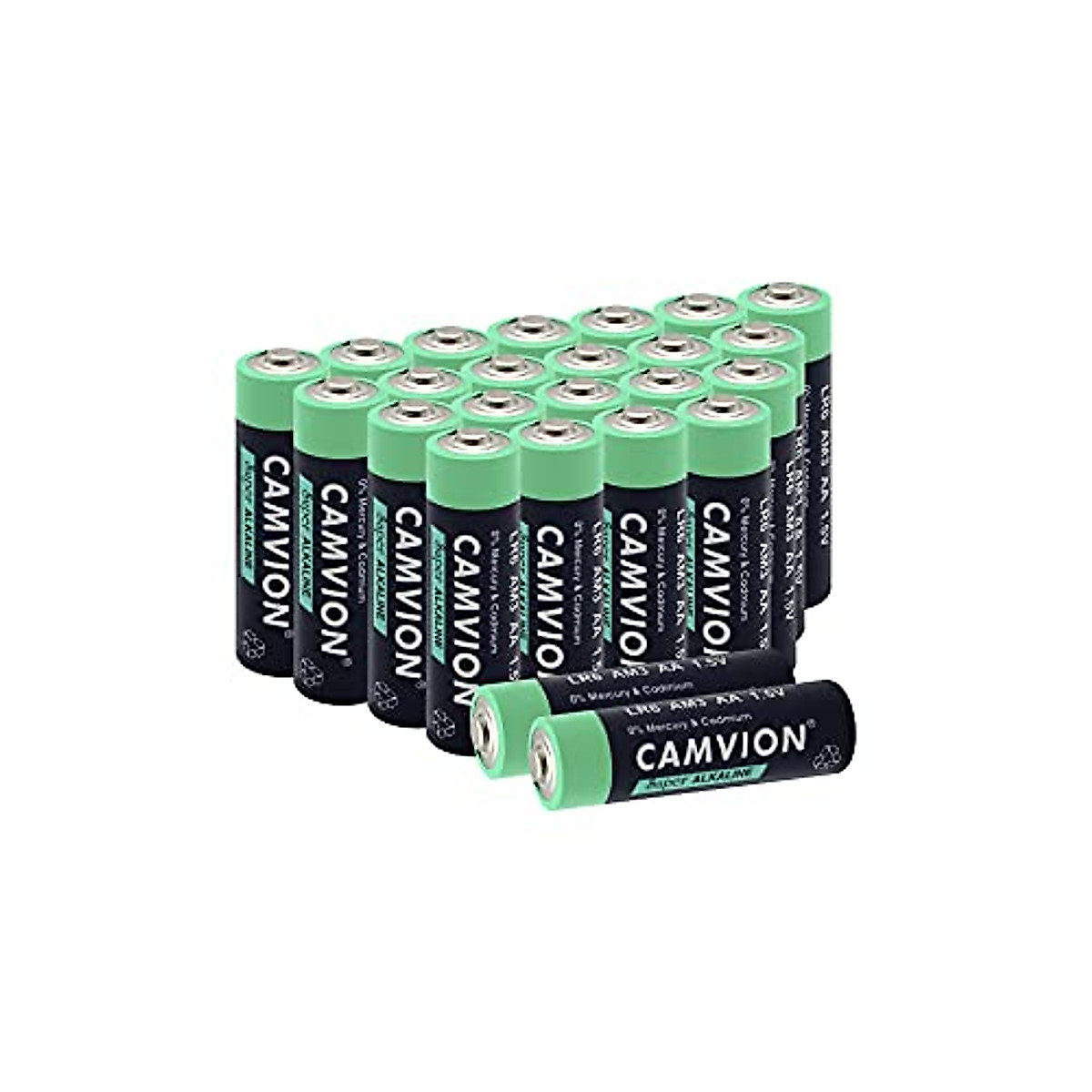 CAMVION 1.5V AA LR6 AM3 Alkaline Batteries, High Capacity Double A Batteries (24 Pack)