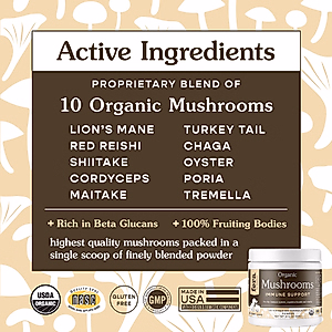 Fera Pet Organics Probiotic and Allergy & Immune Support Mushroom Supplement Bundle for Dogs and Cats – All Natural Probiotics Powder with 5 Billion CFUs per Scoop – Mushroom Blend Immune Booster