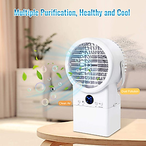 Kentaly Portable Air Conditioner Fan, 4 in 1 Personal Air Conditioner Cooler with Timing, 3 Speeds Mini Air Conditioner Portable, Quiet Desk Air Conditioner Fan Portable AC Unit with 7 Colors Light