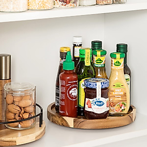 Oyydecor Acacia Wood Lazy Susan Organizer, 10 Inch Lazy Susan Turntable for Cabinet, Countertop, Pantry Organization and Storage, Kitchen Spice Rack (2 Pack)