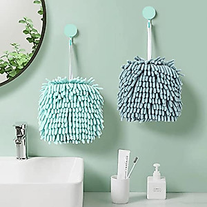 Emivery 6pcs Absorbent Chenille Hand Towel Fluffy Ball Towels with Hanging Loop Bathroom Microfiber Quick Drying Towels