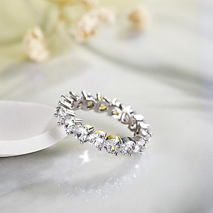 SHINYSO Wedding Band for Women Infinity Heart-Shaped Cubic Zirconia Ring Engagement Stacking Promise Rings for Her Silver Size 7