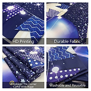 P.G Collin Happy 90th Birthday Banner Backdrop Sign Background 90 Birthday Party Decorations Supplies for Him Men 6 x 4ft, Blue White 90