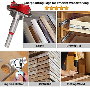 SagaSave 35mm Adjustable Forstner Drill Bits Hole Saw Cutter, High Speed Wood Hole Saw Auger Opener for Wood Woodworking Hinge Hole Drilling Boring Bit Cutter 1PCS