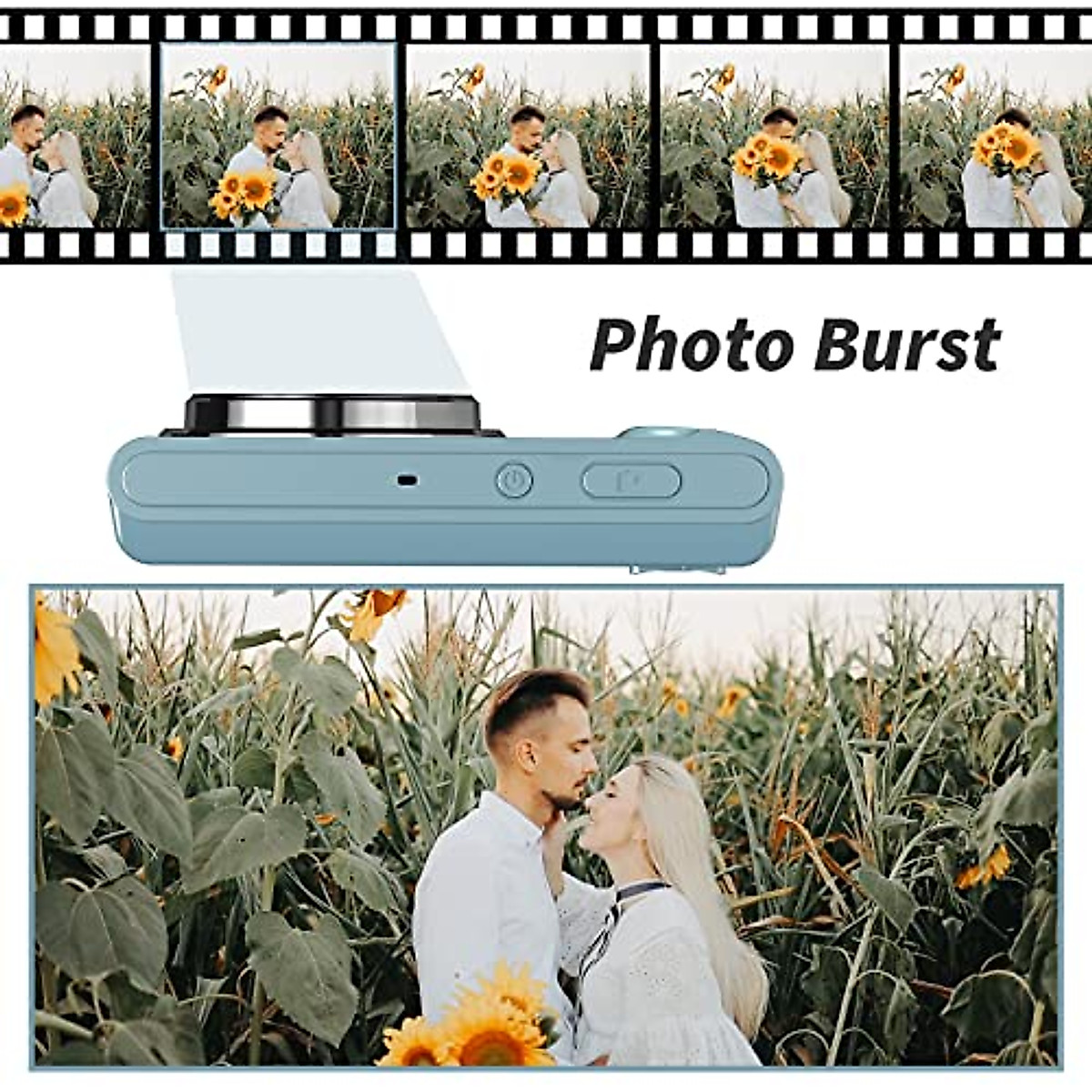 Saneen Digital Camera, 4K Kids Camera with 32GB SD Card and 2 Rechargeable Batteries, 48MP & 16X Digital Zoom Compact Point and Shoot Photography Cameras for Kids, Beginners, Elder - Blue