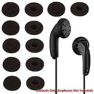 12 Pcs Black Soft Foam Earbuds Cushions Foam Earbud Earpad Ear Bud Pad Replacement Sponge Covers for 13-18mm Earpiece Headphone,Two Way Radio Walkie Talkie Earpiece