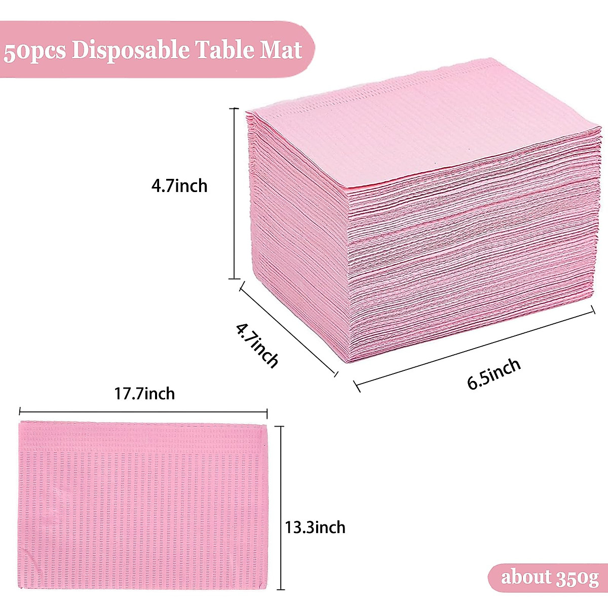 AREMOD 50pcs Disposable Nails Art Table Mat 3 Ply Nail Prep Paper Table Towels 13" x 18" Waterproof Tattoo Cover Tattooing Bibs Pads for Tattoo Supplies Acrylic Nail Supplies(pink)