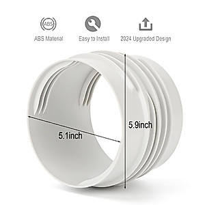 NEAGLORY Portable Air Conditioner Exhaust Hose Coupler Universal 5.1 Inch & 5.9 Inch Diameter Air Conditioner Hose Connector Extender, Fit for Clockwise & Counter Clockwise AC Threads Hose Extension