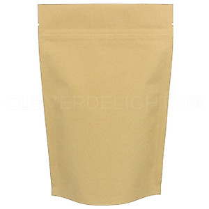 CleverDelights Kraft Stand Up Pouches - 8oz - 50 Pack - 6" x 9" x 3"