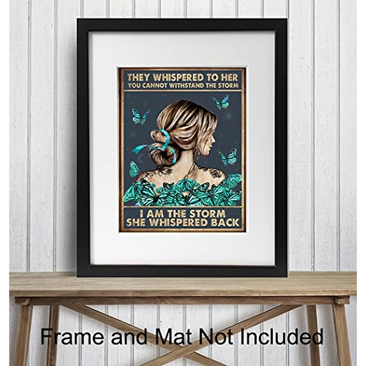 They Whispered to Her You Cannot Withstand The Storm - Inspirational Quote Wall Art - She Whispered Back I Am The Storm - Motivational Positive Encouragement Gifts for Women - Boho Print Decoration