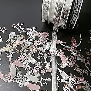 EMAAN Happy Birthday Confetti Rose Gold and Silver Metal Foil Birthday Colorful Sequins, Party Table Scatter Decoration Exquisite Birthday Party (Rose Gold Silver)