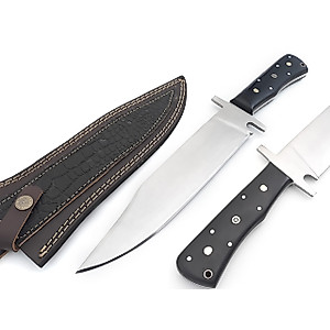 Nooraki - 15" Handmade Full Tang Hunting Knife with Leather Sheath, Multipurpose Bowie Knife with Micarta Handle for Everyday Carry, Outdoor Camping and Hunting