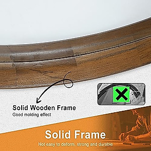 MAGFLERUM Round Wood Mirror 30 Inch, Wall-Mounted Circle Mirrors, Suitable for Entrance, Bedroom, Living Room, Hallway, Bathroom, Vanity (Brown)