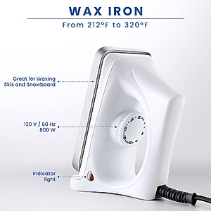 OutdoorMaster Ski Snowboard Tuning and Waxing Kit with Waxing Iron,Universal Wax,Edge Tuner,Brush,Wax Scraper,Ptex,Fixer Screw,Rubber Band (Black, XL-Upgrade)