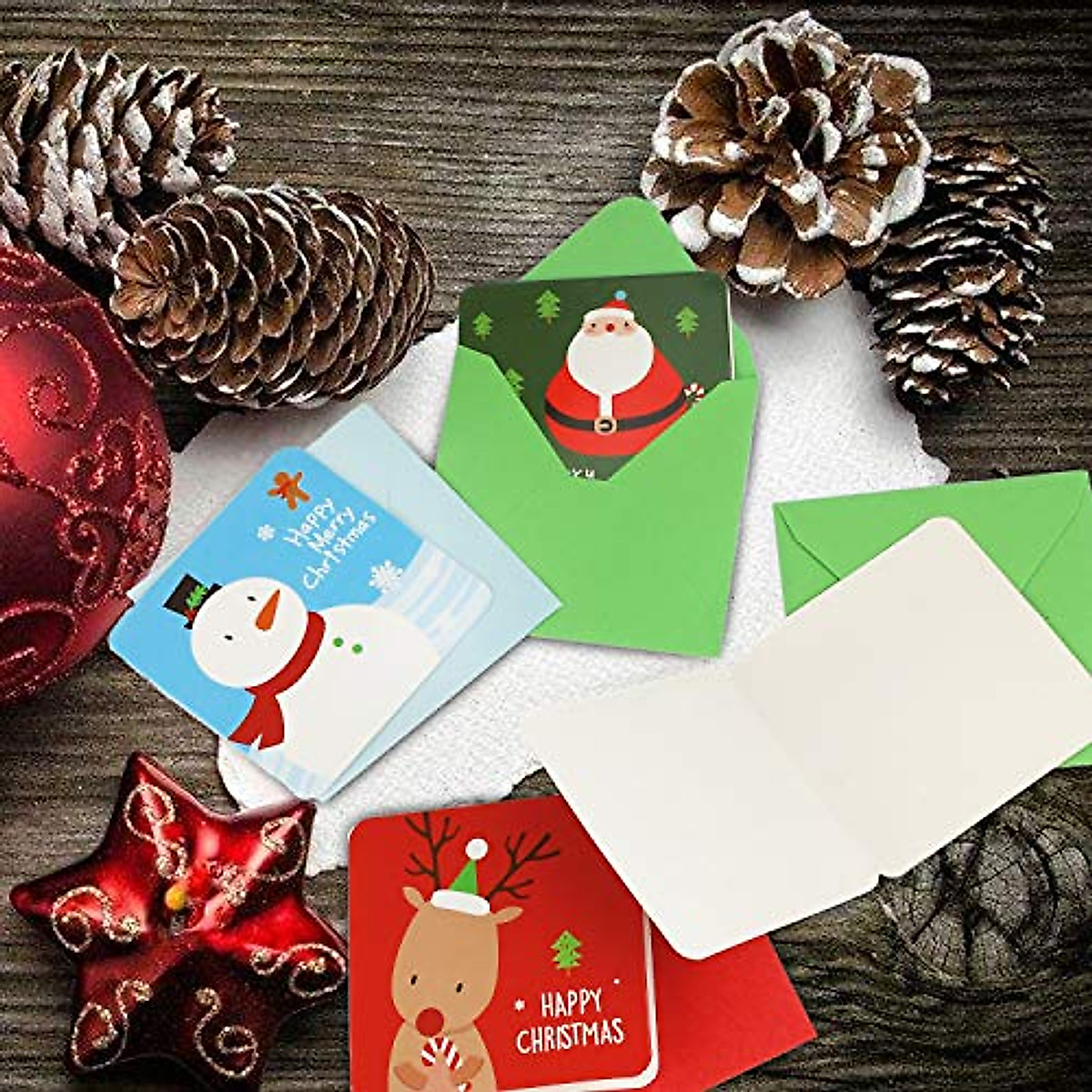 Konsait 144 Count Mini Christmas Cards, Merry Christmas Assorted Greeting Cards Blank Note Cards Xmas Card with Envelopes, Ideal for Kids Gift Box Winter Holiday Christmas Party Favor Supplies