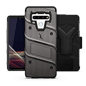ZIZO Bolt Series for LG Stylo 6 Case with Screen Protector Kickstand Holster Lanyard - Gun Metal Gray & Black