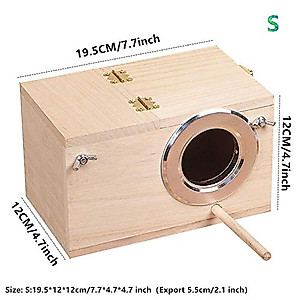 YJJKJ Pet Wood Parakeet Budgie Cockatiel Breeding Nesting Bird Avery Cage Box (S)