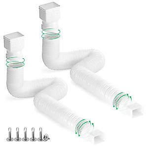 Mapleza Rain Gutter Downspout Extensions Flexible - Drain Downspout Extender - Gutter Down Spout Drain -Extend from 21 to 60 Inches (White,2Pack)