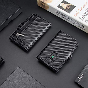 RFID Protection Minimalist Pop-Up Wallet Carbon Fibre Leather