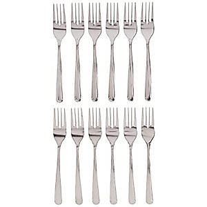 Winco 12-Piece Dominion Salad Fork Set, 18-0 Stainless Steel, Silver