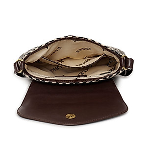 KLEIO Women's Pu Leather Jacquard Crossbody Side Sling Handbag Black