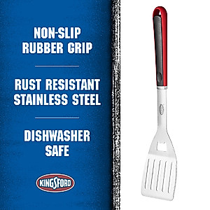 Kingsford Grill Tools Stainless Steel BBQ Spatula with Red & Black Handle| Classic Grill Spatula | Stainless Steel Grilling Tools Spatula| Kingsford Spatula for BBQ Grilling