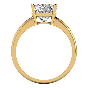Clara Pucci 2.5 ct Cushion Cut Solitaire Moissanite Engagement Wedding Bridal Promise Anniversary Ring 18K Yellow Gold Size 5.5