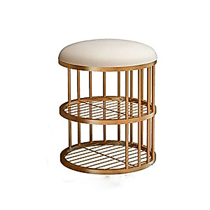 HMGGDD Change Shoes Stool Chair Sofa Round Stool with Metal Shoe Rack Shoe Organizer Shoe-Shelf Furniture Home