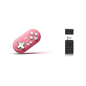 Nargos 8BitDo Zero 2 Mini Game Controller and 8BitDo Wireless Adapter 2 （Controller Pink）