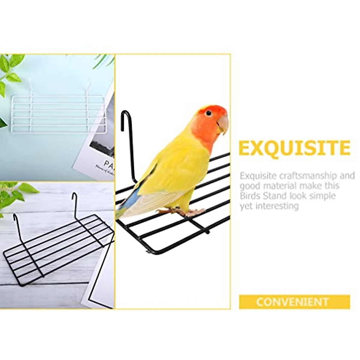 Ipetboom Bird Cage Bird Toys 2pcs Parrot Metal Perch Platform Bird Stand Shelf Parakeet Patio Sundeck for Budgie Cockatiel Conure Cage Accessories Bird Cage Bird Toys