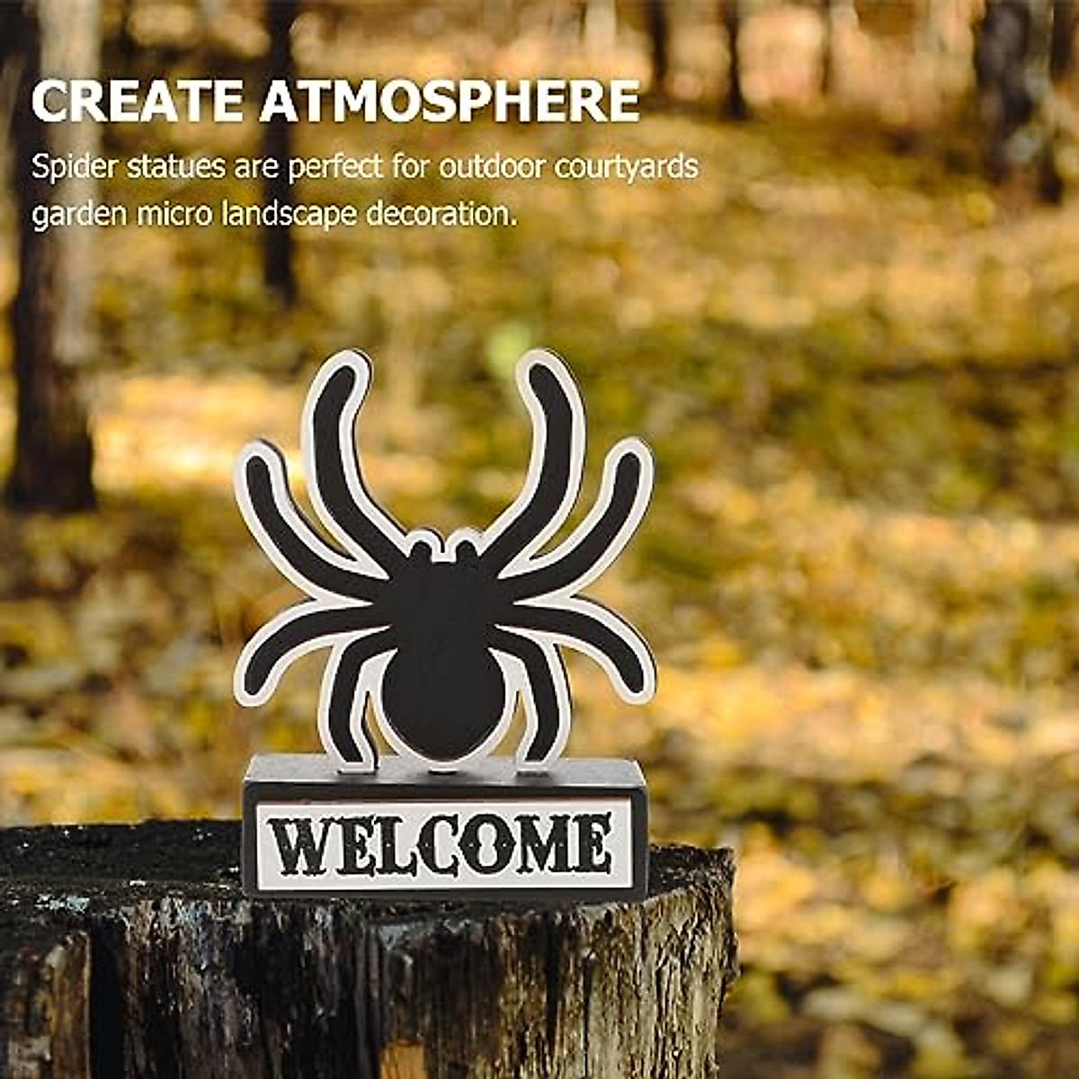 ABOOFAN Halloween Wood Table Decor Black Bat Spider Wooden Cutouts Figurine Wood Welcome Sign Haunted House Party Table Decor