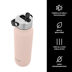 S'well Recycled Stainless Steel Explorer with Flip Straw Lid, 24oz, Himalayan Salt, Triple Layered Vacuum Insulated Containers Keeps Drinks Cold for 36 Hours and Hot for 8