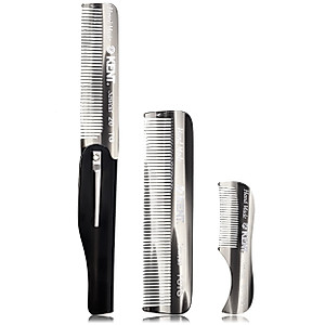 Kent Folding Beard and Mustache Comb Set - Mini Combs for Men's Grooming, Travel, and Handmade Care