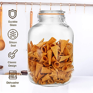 142 oz Large Glass Jars,Canning Jars With Airtight Lid And Leak Proof Rubber Gasket 4L,Mason Jars With Hinged Lids,Gallon Jars For Fermenting,Big Kitchen Canisters,Storage Containers For Food 2 Pack …