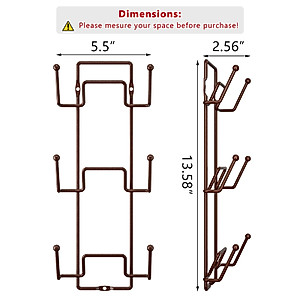VZINO 2 Pack Pot Lid Organizer Rack for Cabinet Door/Wall, No Drilling Adhesive Wall/Door Mounted Pot and Pan Lid Holder, Plating Metal, Bronze