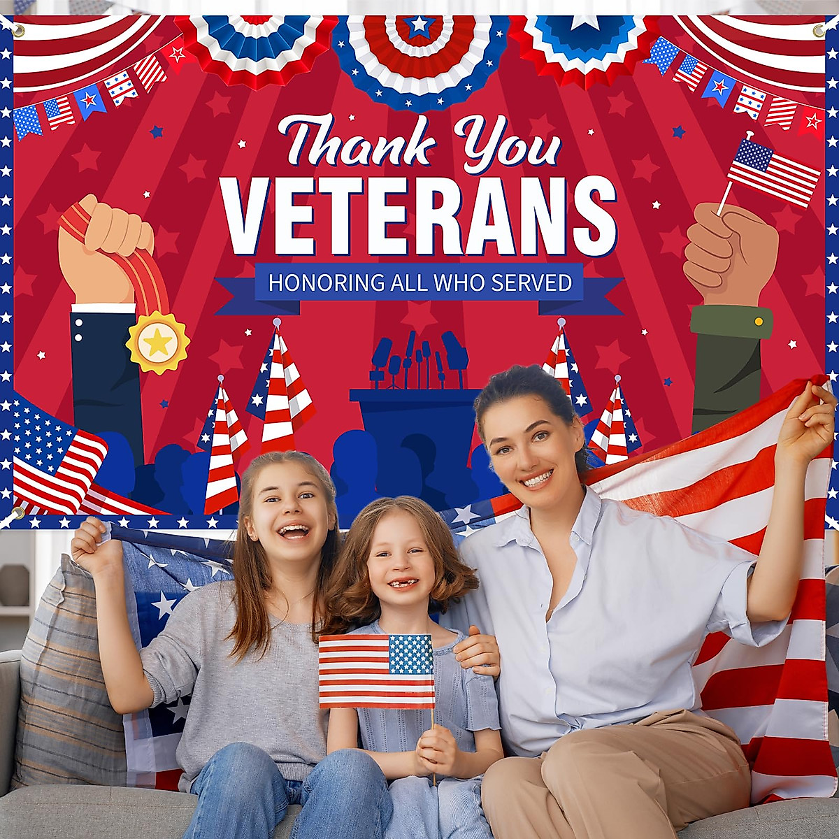 Lecheme Veterans Day Backdrop 6x4ft Thank You Veterans Day Banner Honoring All Who Served Patriotic Backdrop Veterans Day Decorations Photo Background