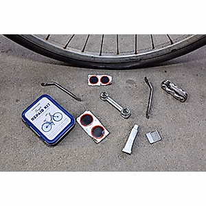 Kikkerland Bike Tin Repair Kit, DIY Bike Repair & Maintenance Tools, Steel and Rubber, Includes 6 Headed Allen set, Best for Quick Fixes