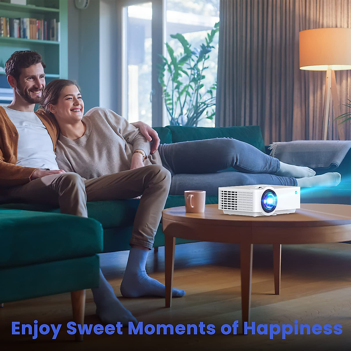 Projector, Outdoor Movie Projector with Screen, Full HD 1080P and 240" Supported, Portable Projector Compatible with Phone, SD Card, Fire Stick, PS5(100” Projector Screen Included)