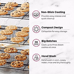 Wilton 3-Tier Folding Cooling Grid - Cool Dozens of Cookies or Treats on an Expandable Cooling Rack, Collapse for Easy Storage, 10 x 16-Inch