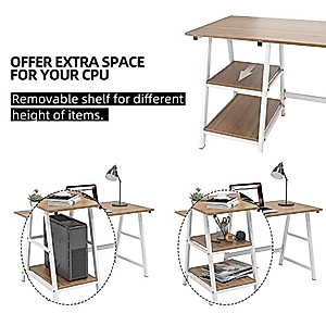 SogesHome Computer Desk 47inches Trestle Desk PC Desk with Shelf Office Desk Workstation for Home Office Use Writing Table, Oak, Tplus-120OK-SH