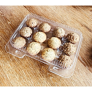 4U'LIFE (Mini Cupcake 12 Compartment Crystal Clear Dome Lid Hinged Cupcake carrier, Packaging Transporter, Cupcake Trays, Cupcake Holders-Pack of 10