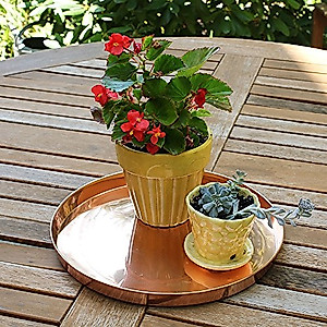 Achla Designs TRY-R12 12 inch Copper Round Tray, 12-inch