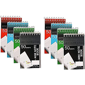 Personal Mini Notebooks, 3x5-Inch, College Ruled, White, 50 Pages per, Pack of 4 Colors: Black, Blue, Green, Red from Northland Wholesale. (2-Pack, 8 Mini-Notebooks)
