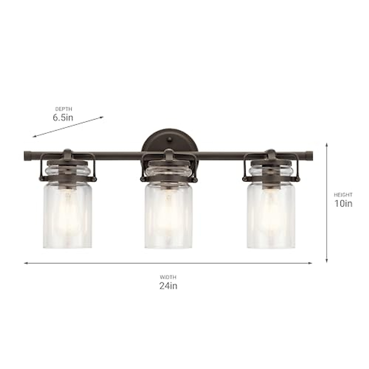 KICHLER Brinley 24" 3 Light Vanity Light with Clear Glass in Olde Bronze®