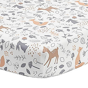 Bedtime Originals Deer Park Fitted Crib Sheet, Multicolor , 28x52x8 Inch (Pack of 1)